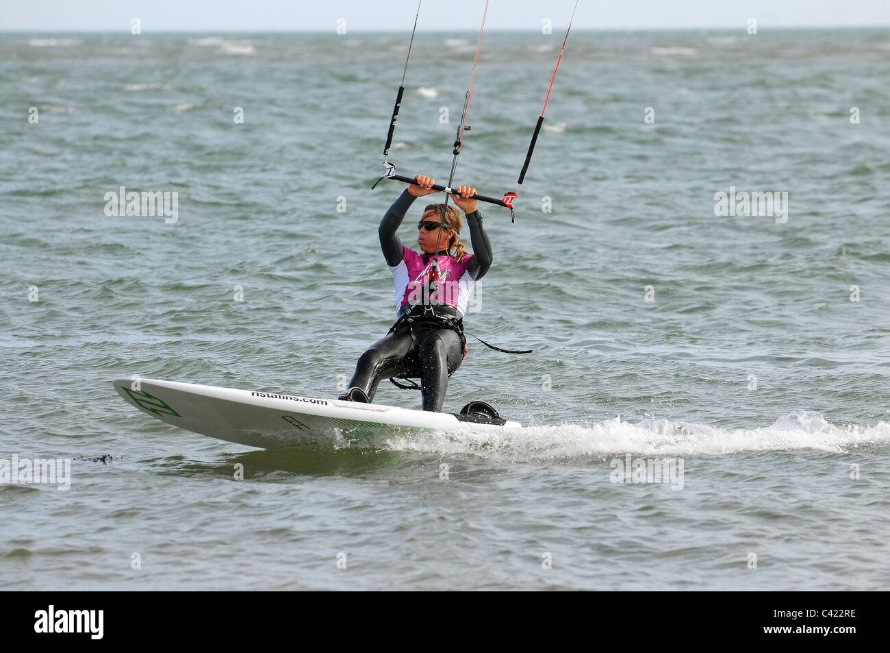 Steph Bridge - three times World Champion kite surfer in action in ...