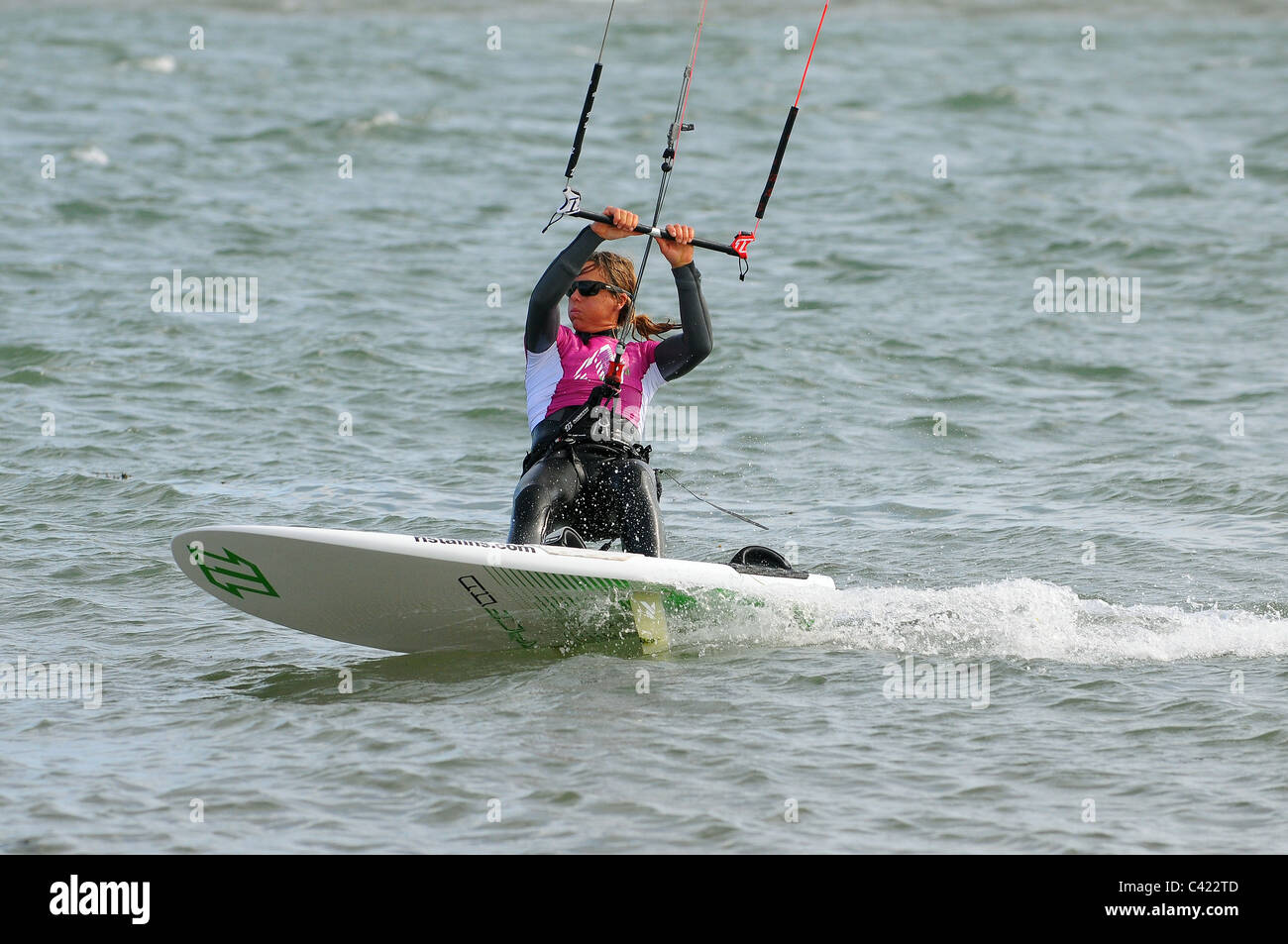 Steph Bridge - three times World Champion kite surfer in action in ...