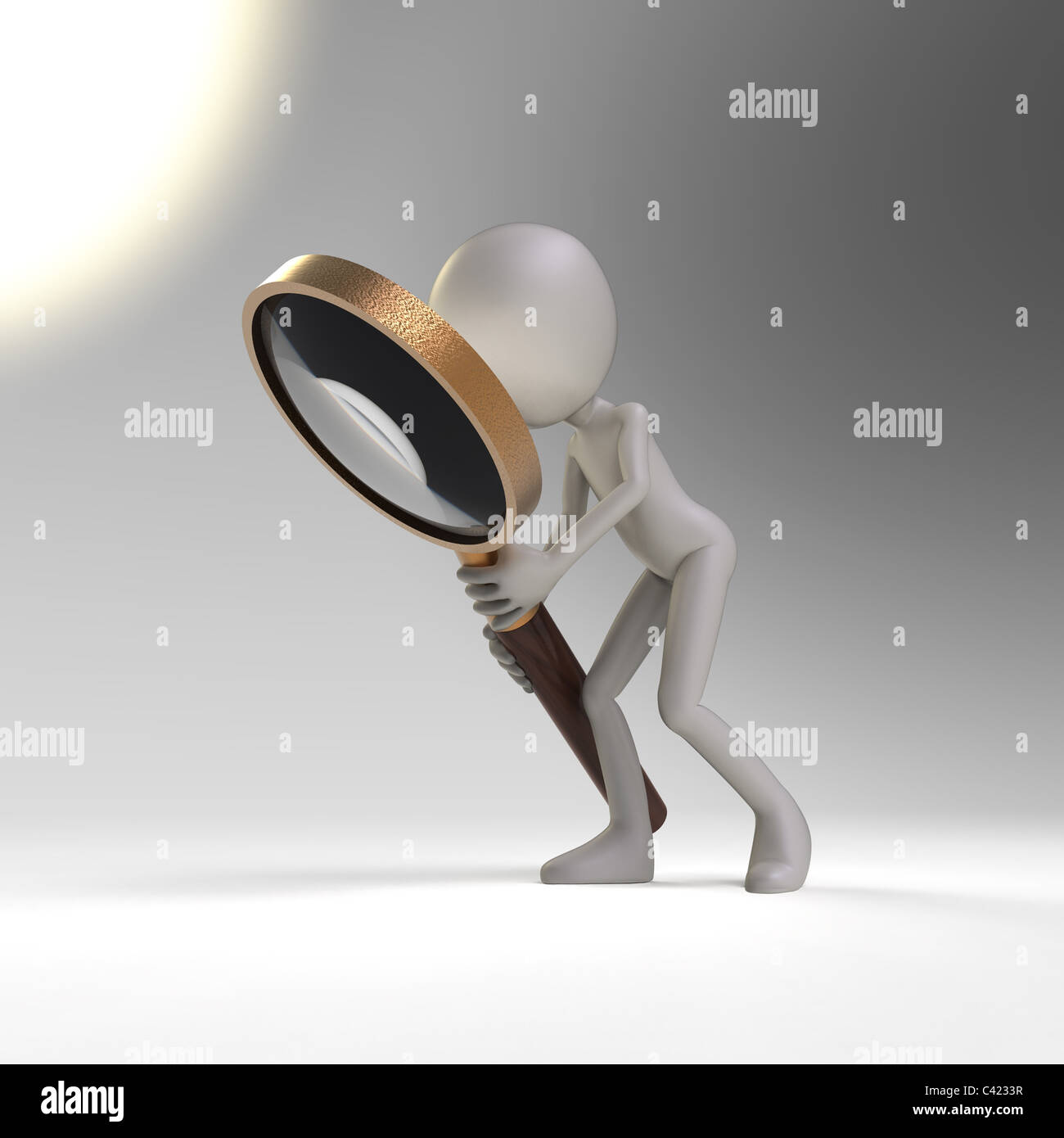 searching man with a large magnifying glass Stock Photo - Alamy