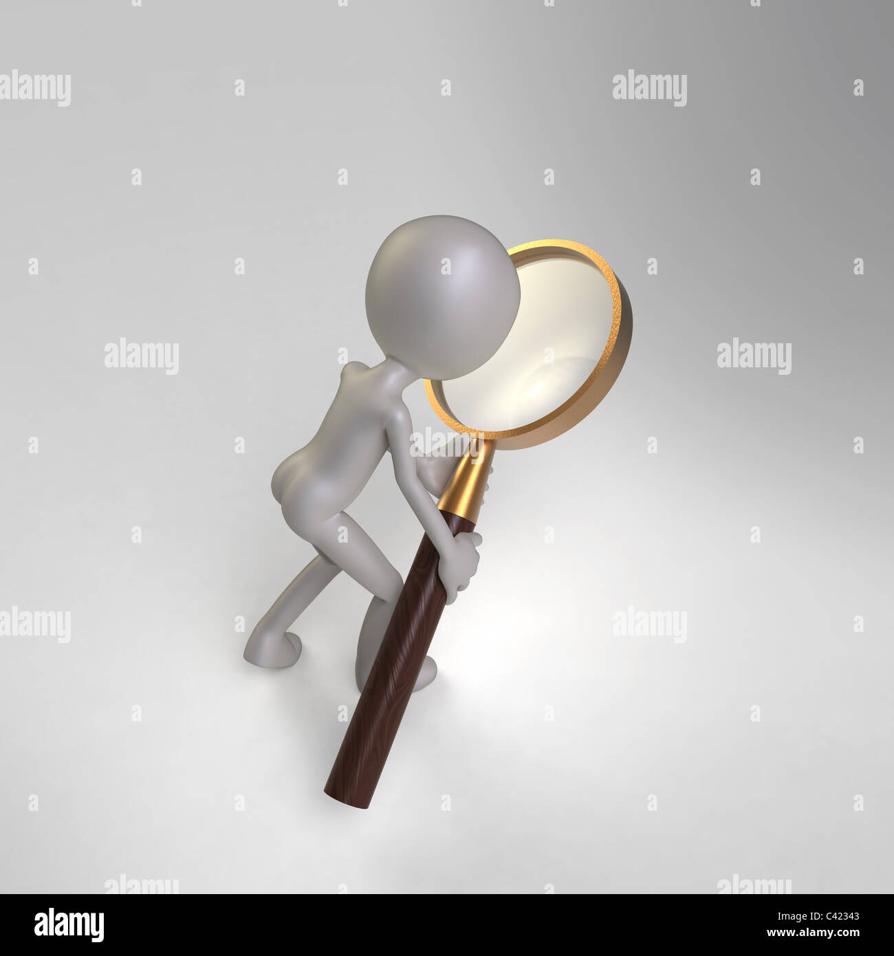 searching man with a large magnifying glass Stock Photo - Alamy