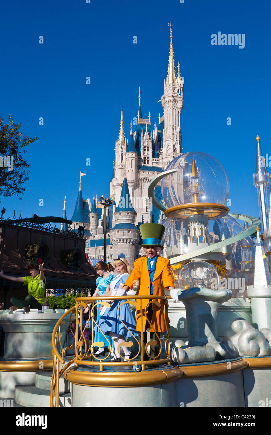 Disney characters ride a float in A Dream Come True parade at the Magic ...