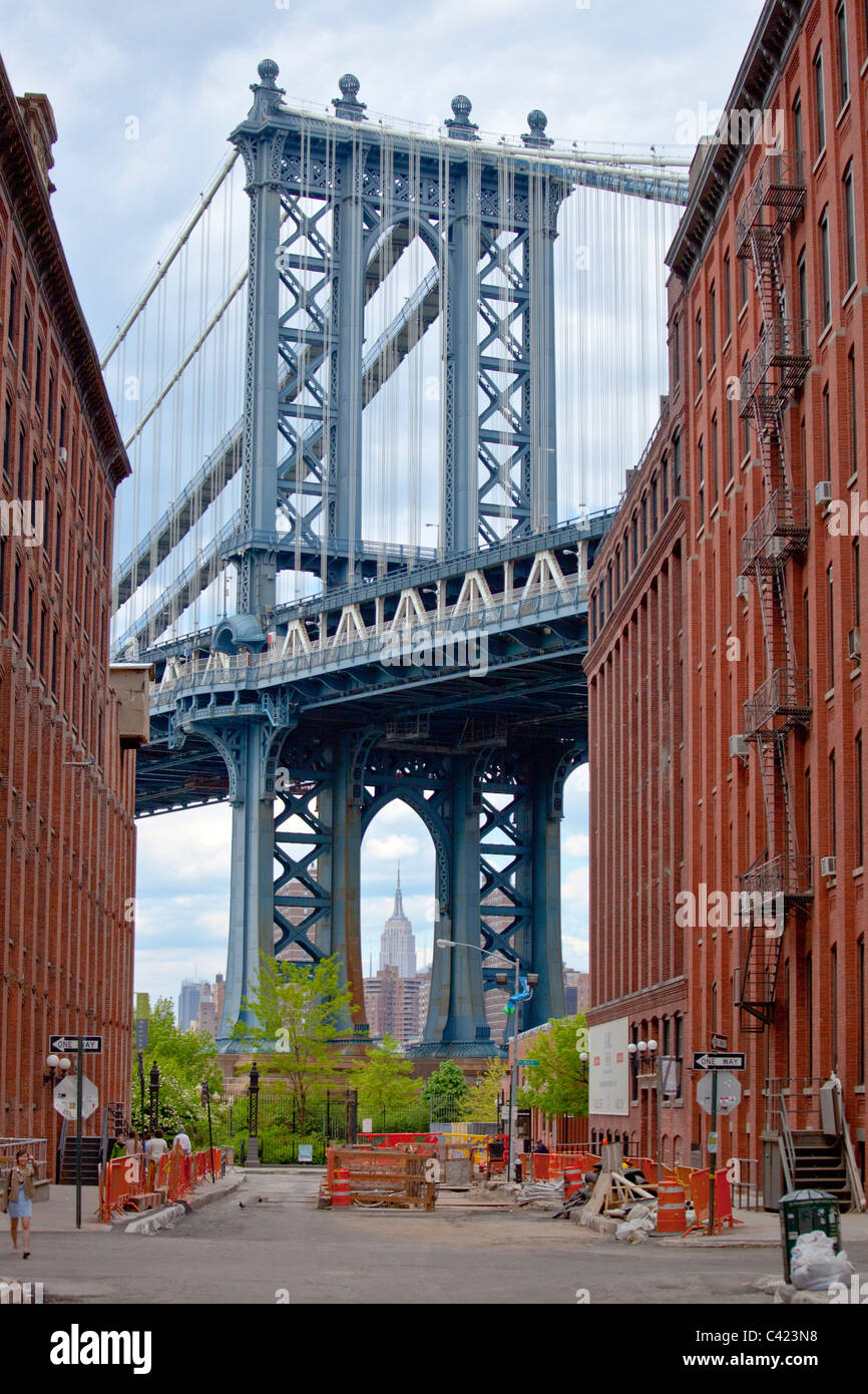 The Manhattan Bridge from Dumbo, Brooklyn, New York City Stock Photo ...
