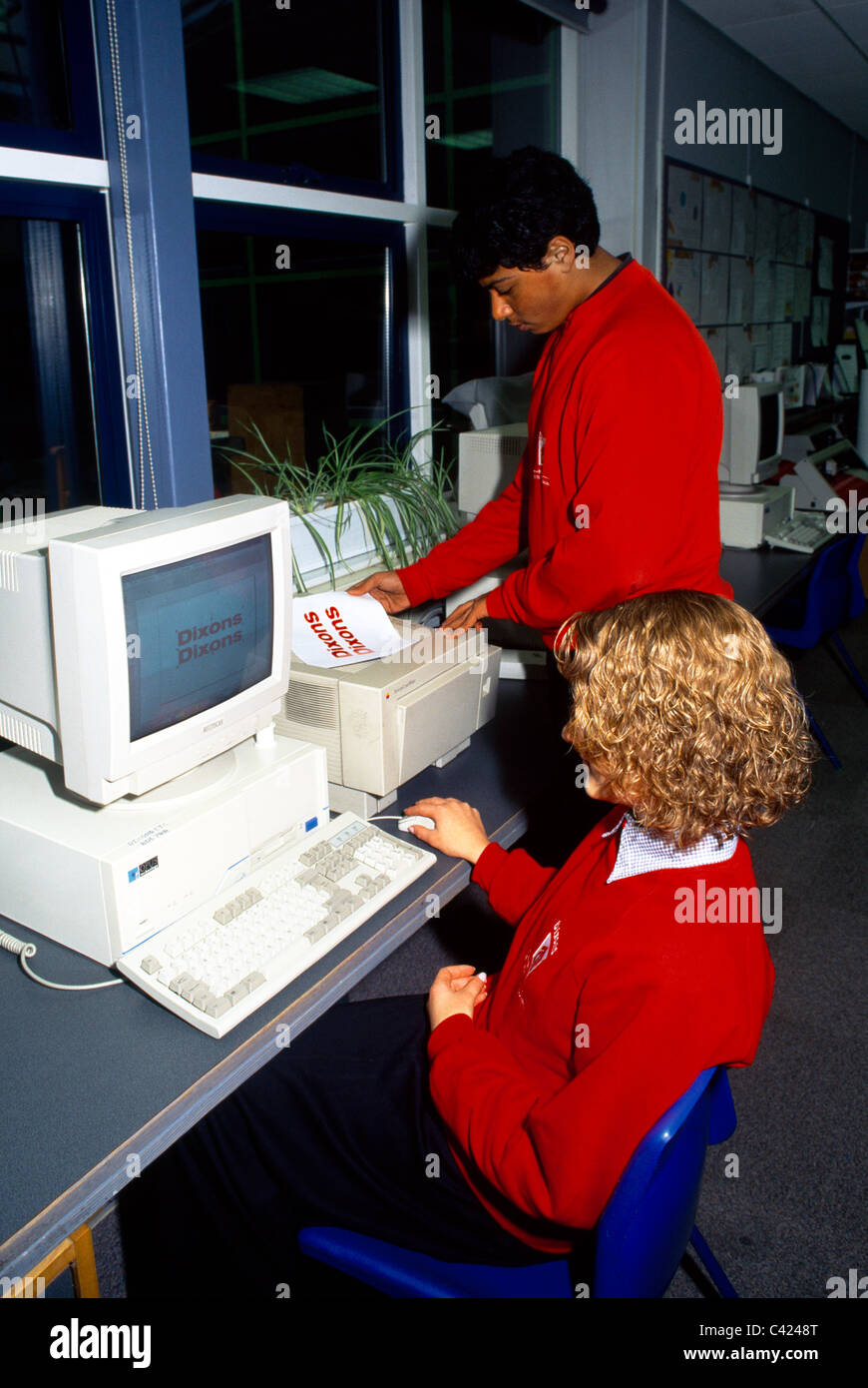 Student At Computer With Image On Screen & Printer Printing Out Stock ...