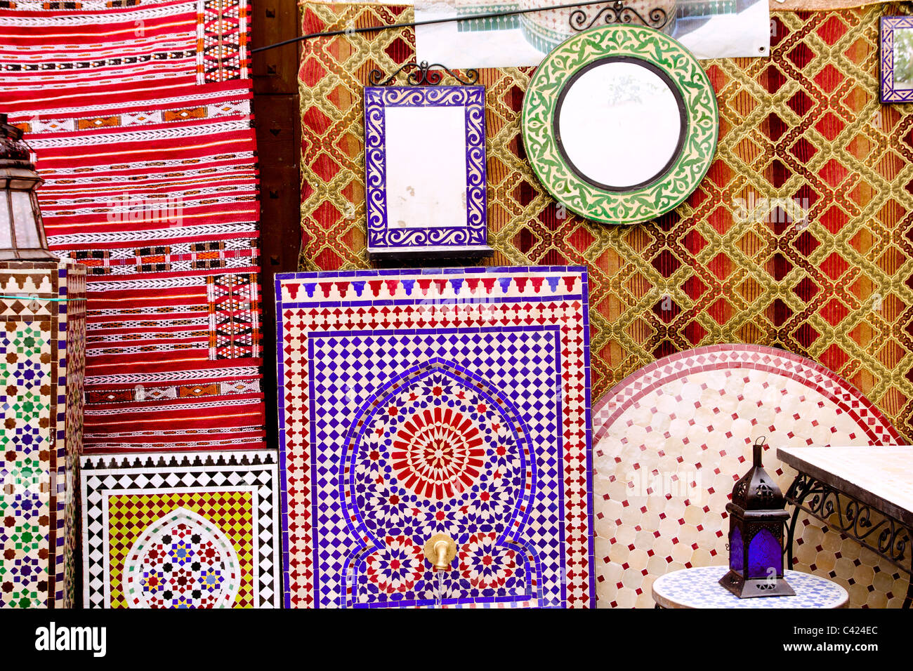 arab mosaic deco tiles and fabric decoration mediterranean Stock Photo ...