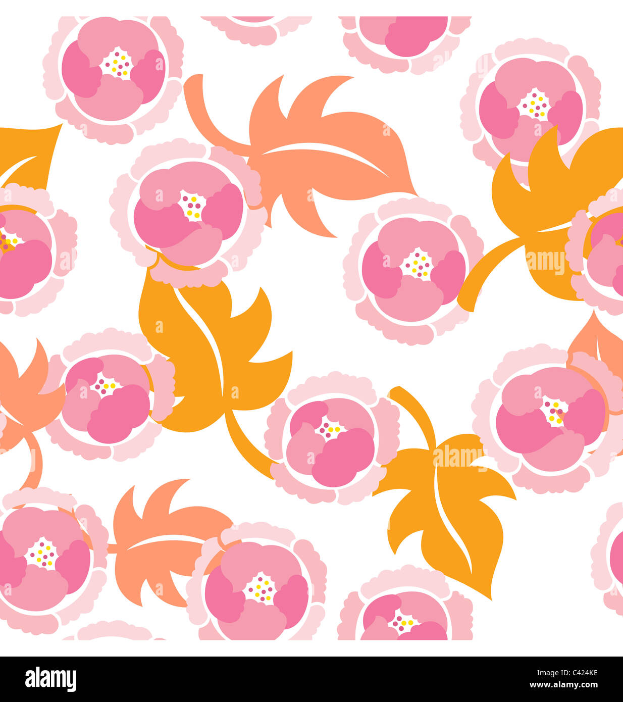 Seamless Pattern of Mutan flowers and leaf spreading around Stock Photo ...