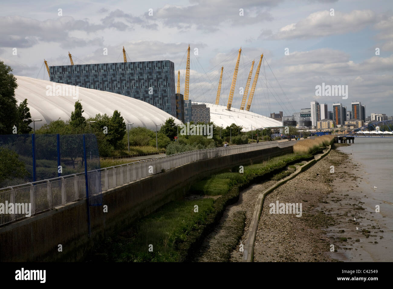 tidal terraces river thames north greenwich london england Stock Photo ...