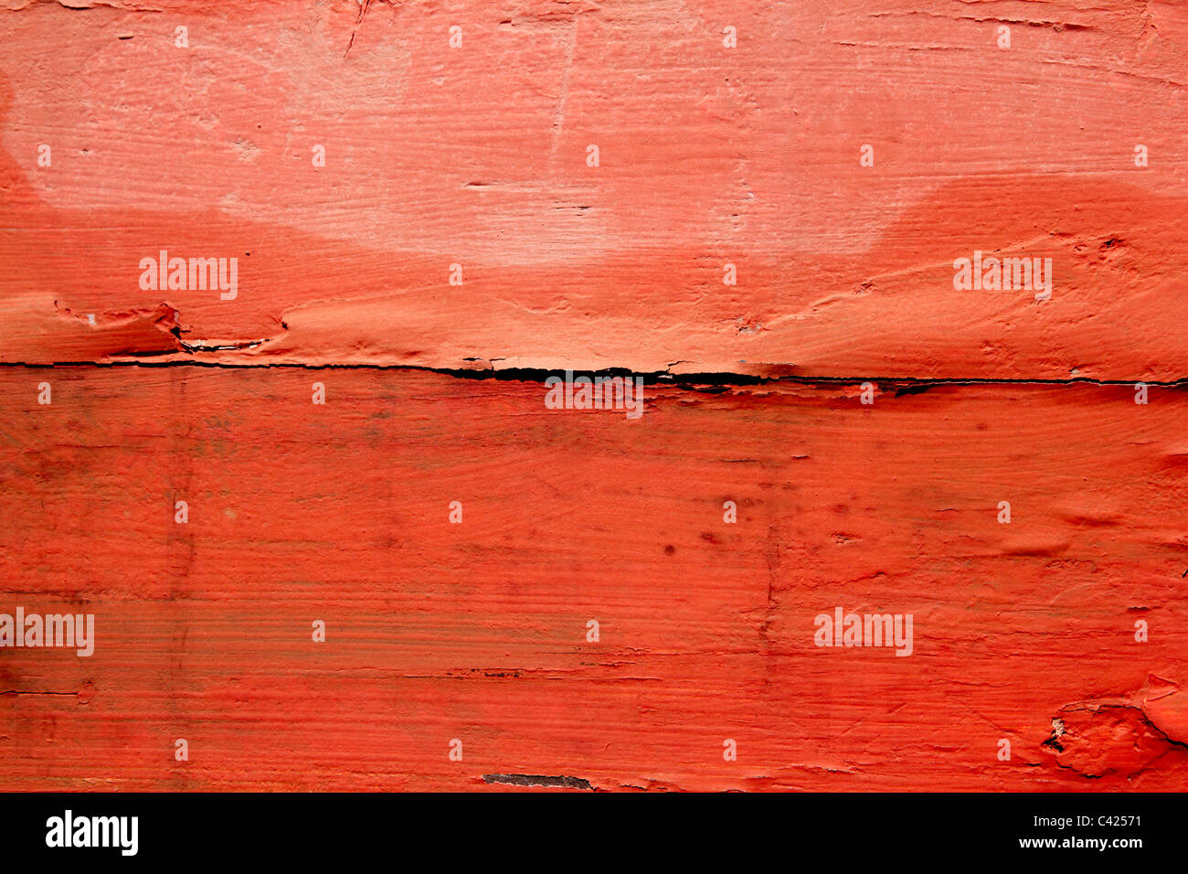 aged weathered wood painted in red orange color background texture ...