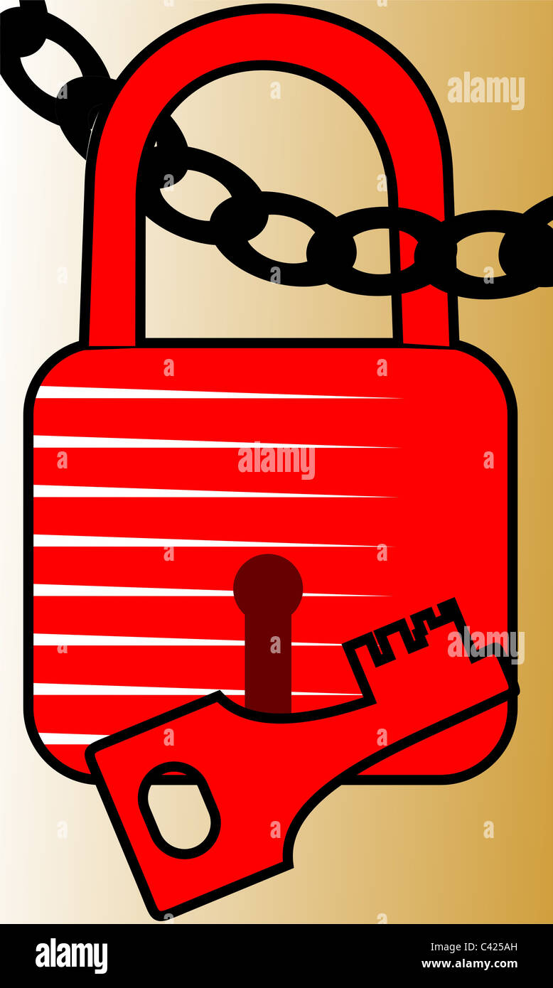 padlock with key Stock Photo - Alamy