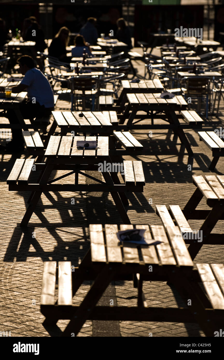 Wooden trestle tables. Photo by Gordon Scammell Stock Photo - Alamy