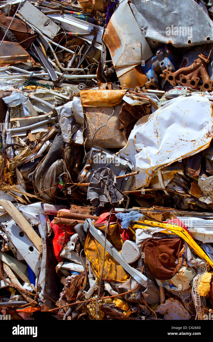 iron scrap metal compacted to recycle green process ecology industry ...