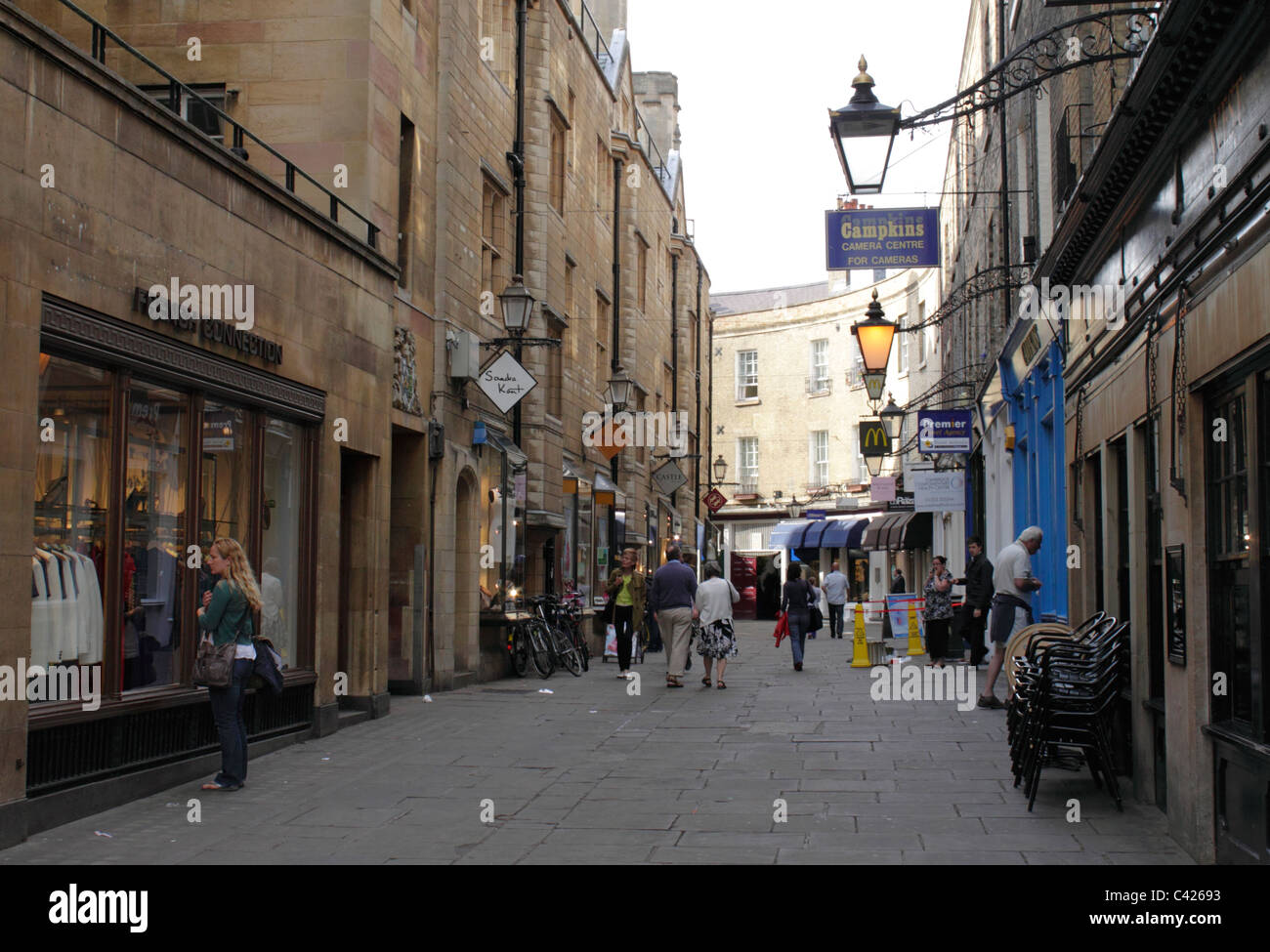 Shops in Rose Crescent Cambridge Stock Photo - Alamy