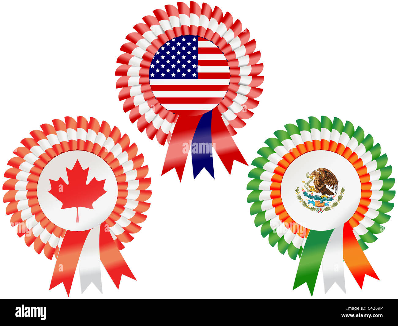 Rosettes to represent the largest North American countries: United ...