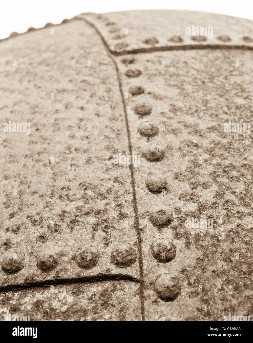 Riveted steel drum of a globe digester / pulper of a former paper mill ...