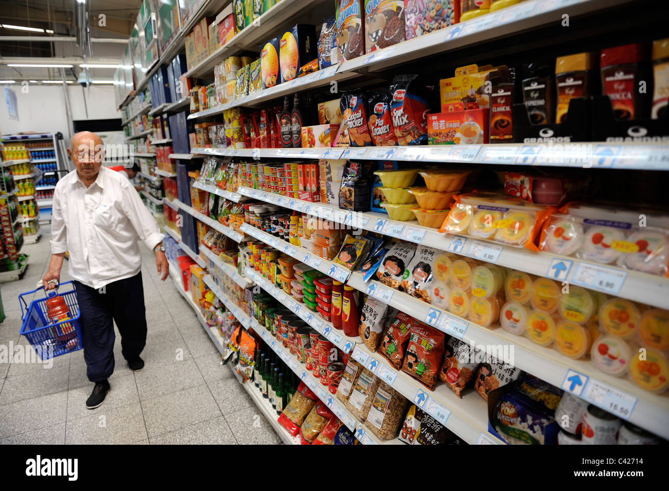 Imported foods are on sale in Wumart supermarket in Beijing, China. 28 ...