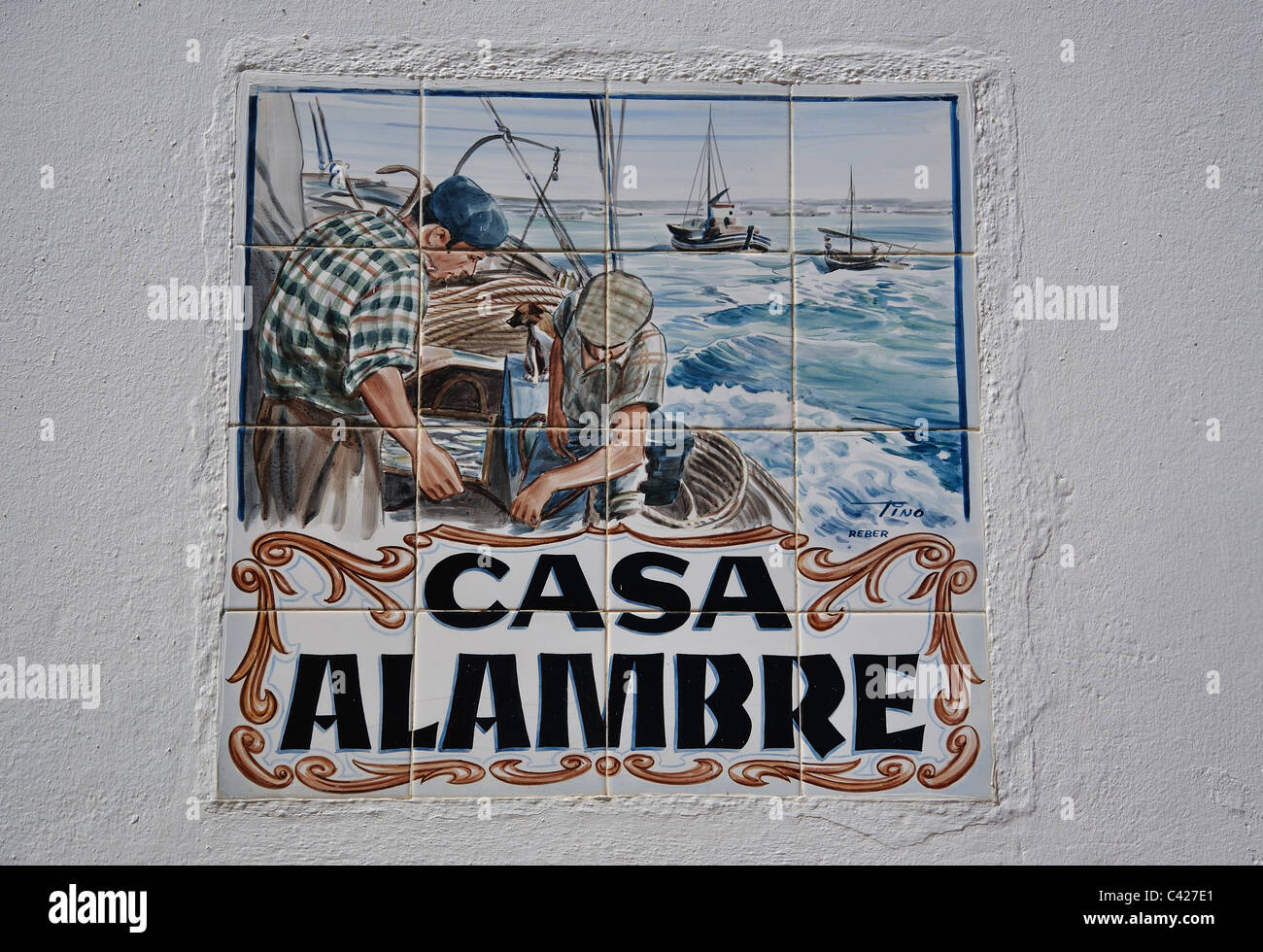 Ceramic house sign, Old Town, Albufeira, Algarve Region, Portugal Stock ...