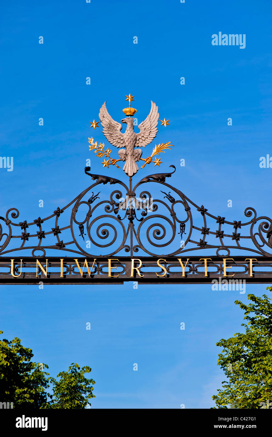 Poland's crest Royal Eagle above entrance to Warsaw University, Warsaw ...