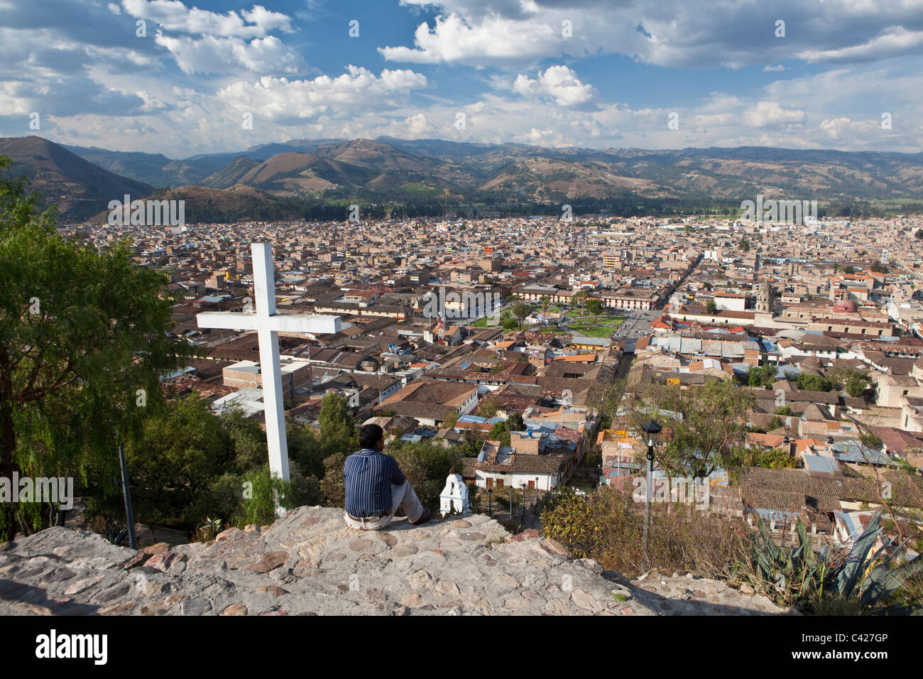Peru, Cajamarca, Panoramic view from Cerro Santa Apolonia Stock Photo ...