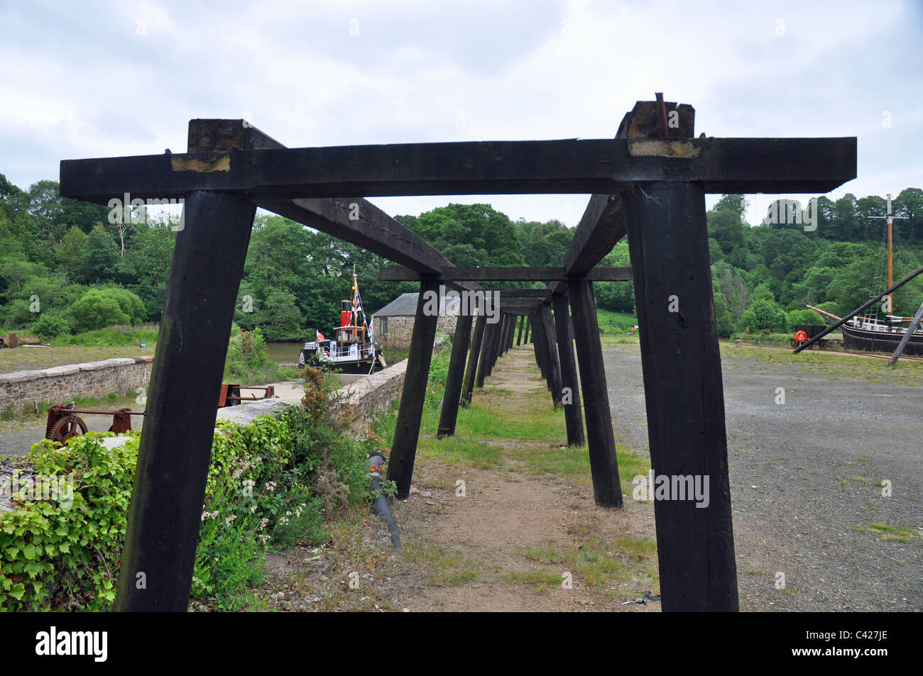 Morwellham Quay Devon England: part of the historic exhibits Stock ...