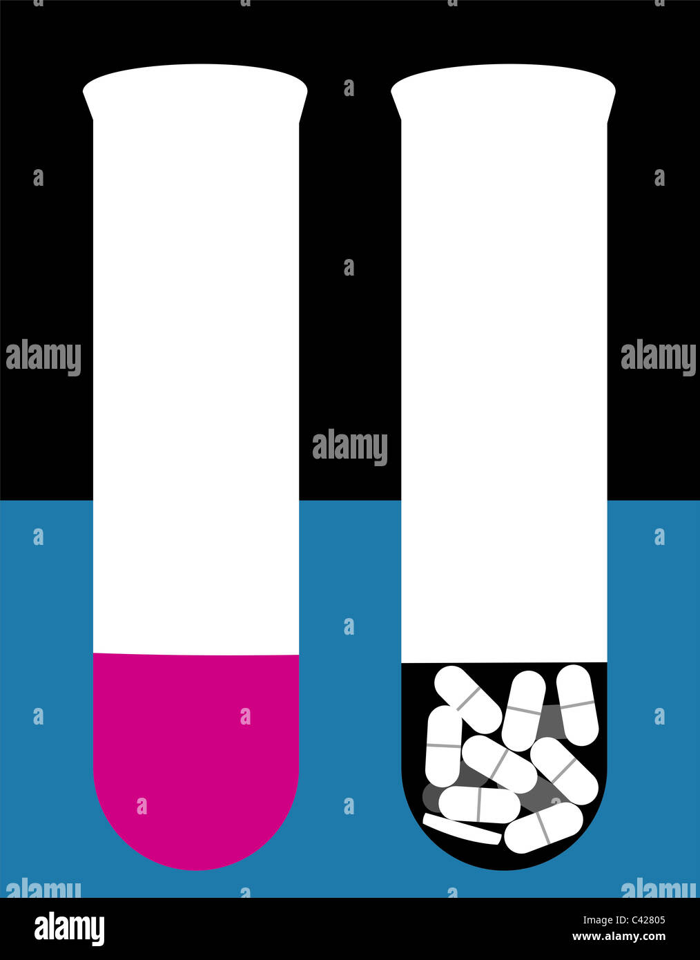 Illustration of two test tubes Stock Photo - Alamy