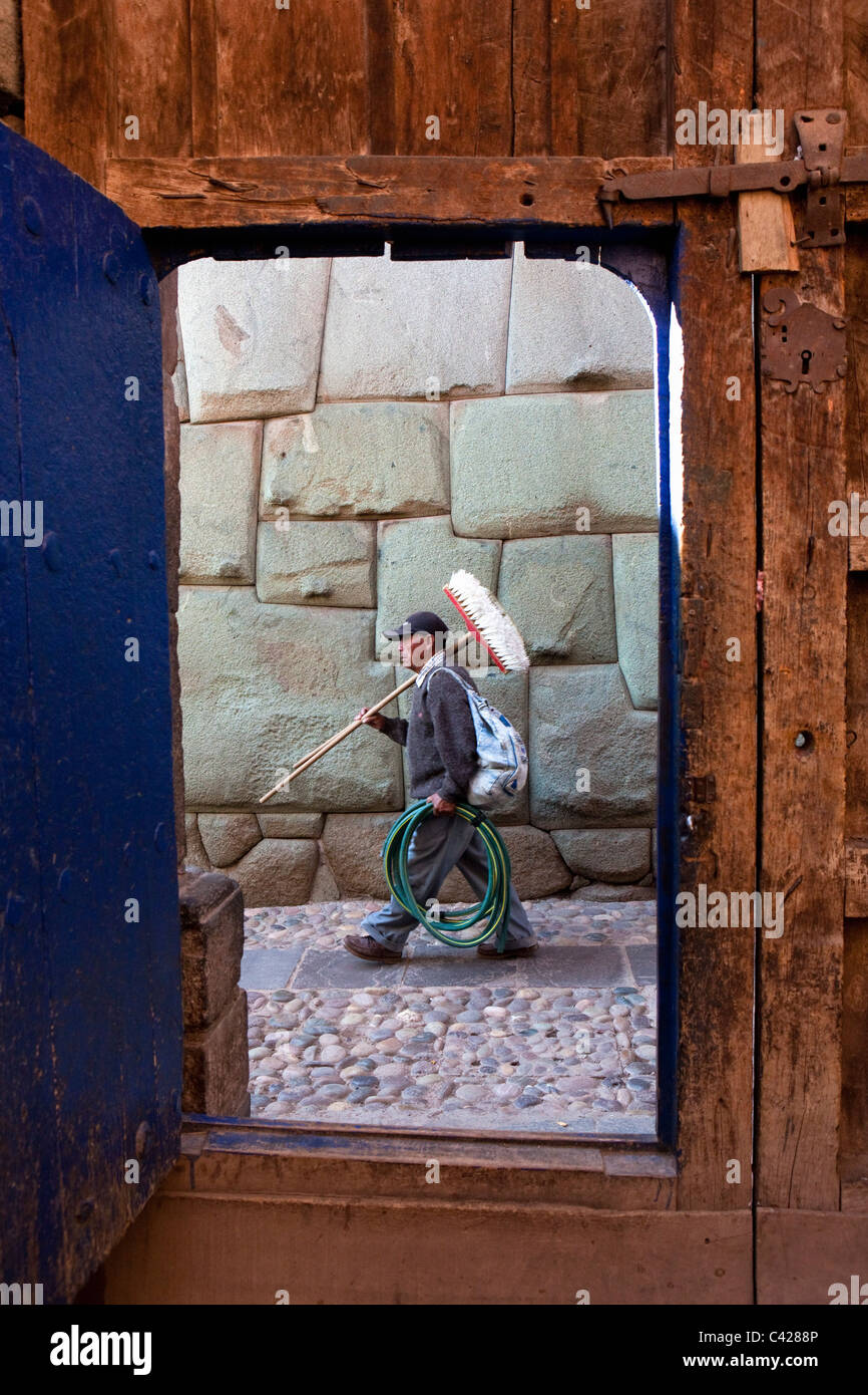 Examples of polygonal masonry. Man going to work. UNESCO World Heritage ...