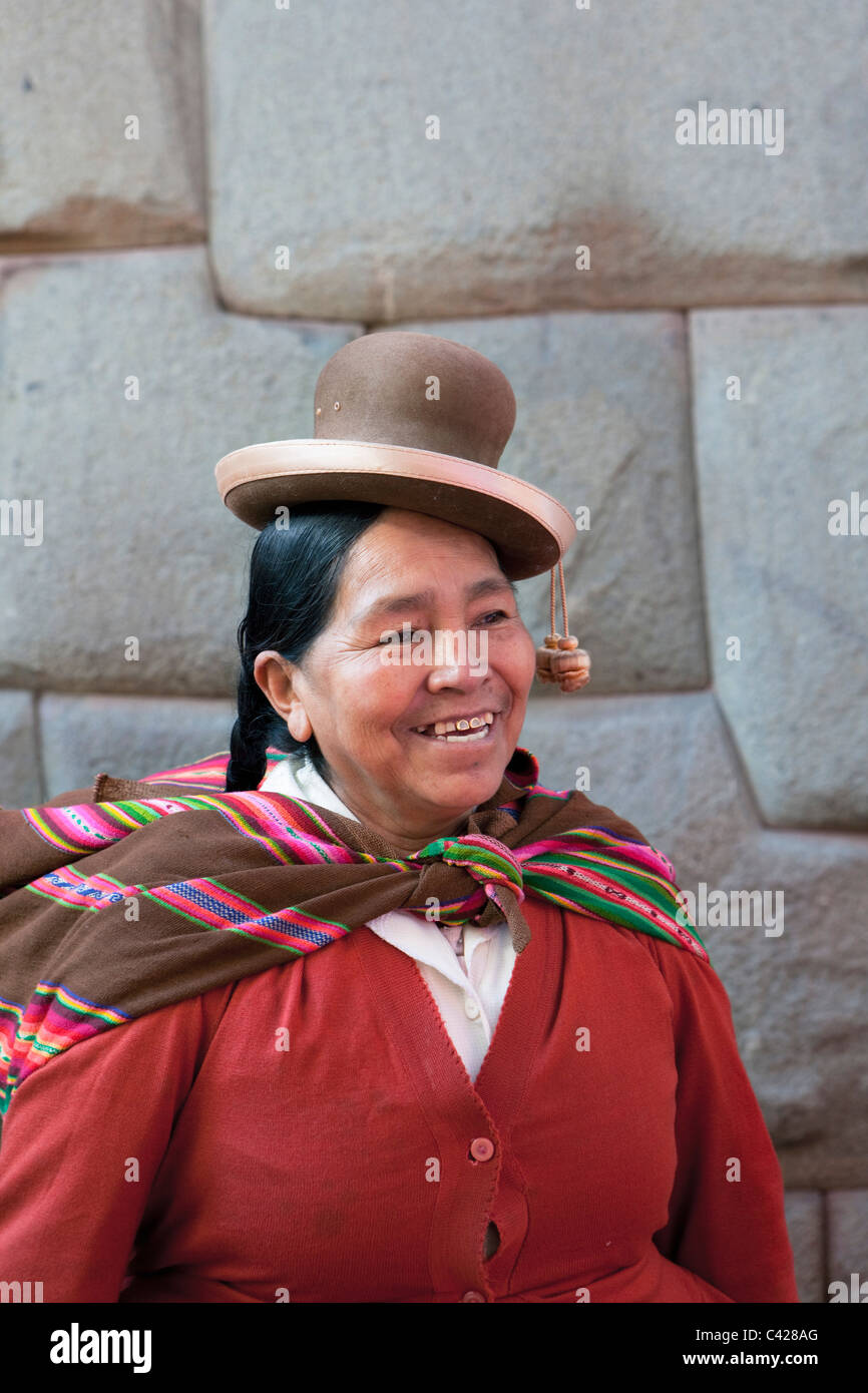 Examples of polygonal masonry. Indian woman. UNESCO World Heritage Site ...