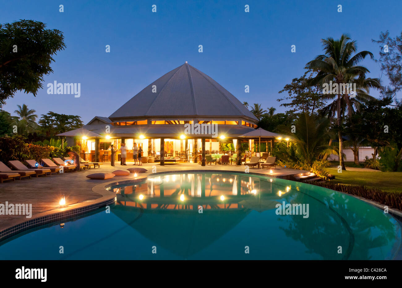 Dining room pavillion and swimming pool at Matangi Private Island ...