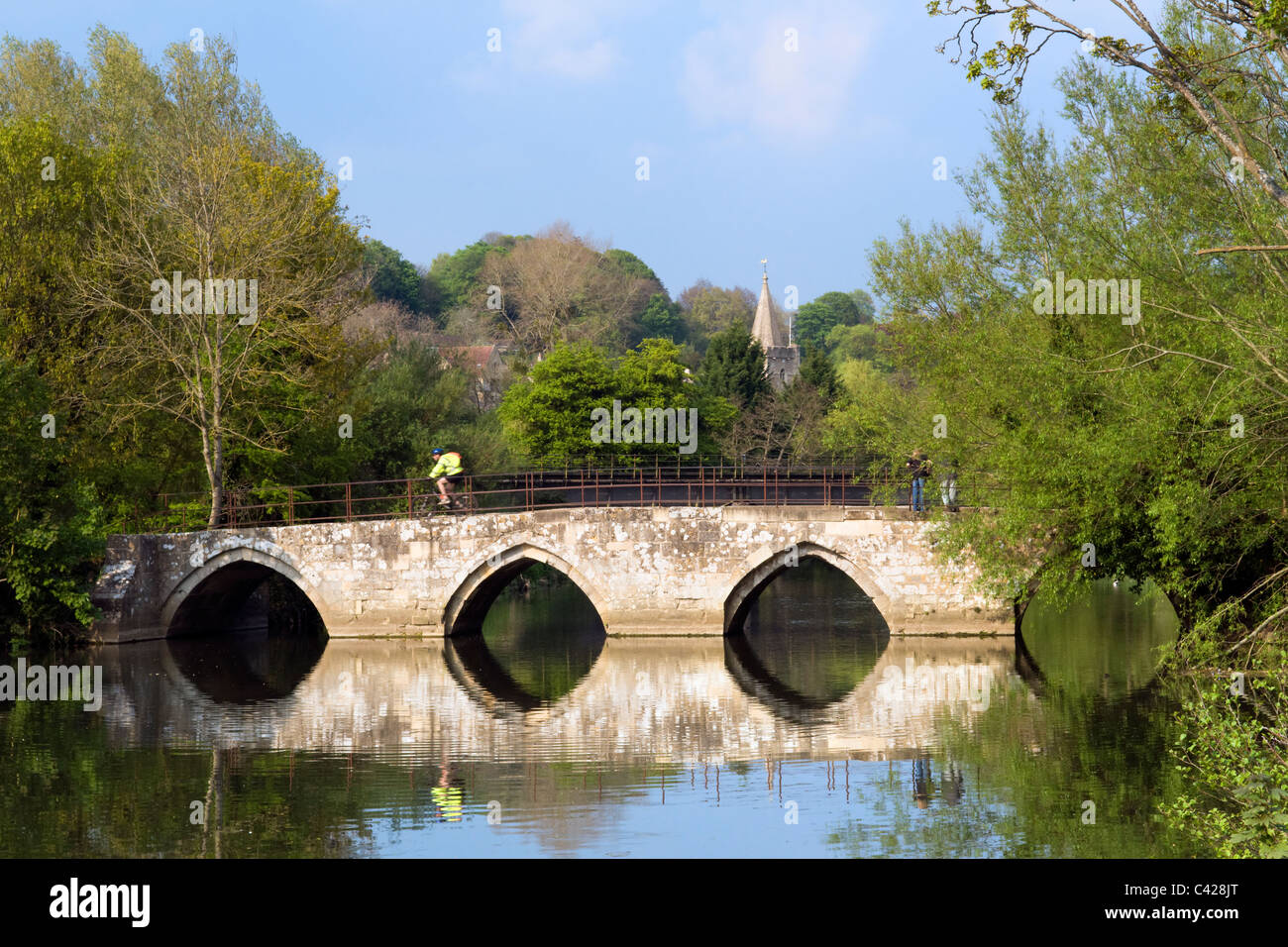 River Avon and Barton bridge also known as Packhorse bridge at Bradford ...