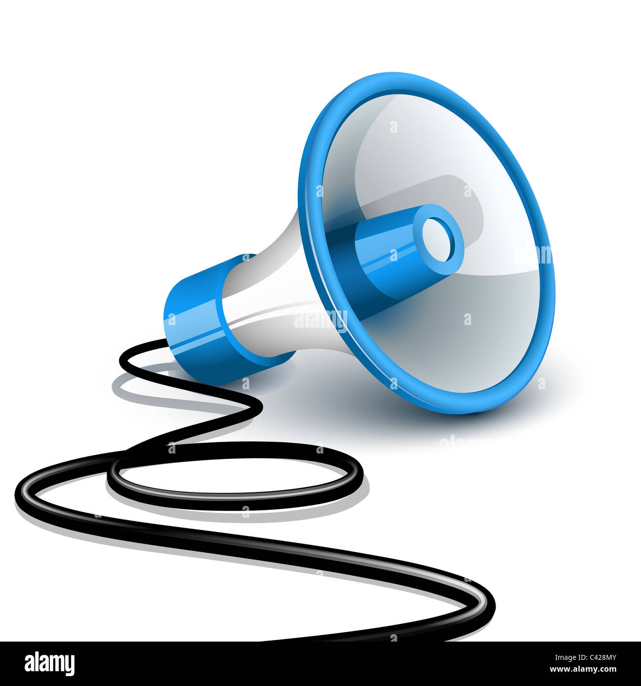 Megaphone on the ground with black wire Stock Photo - Alamy