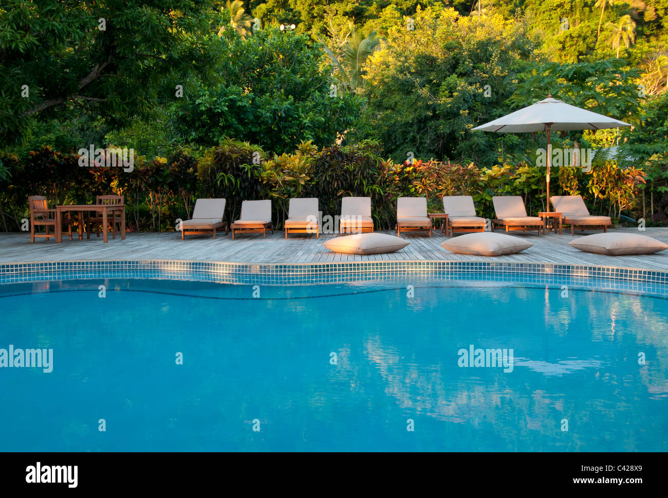 Swimming pool at Matangi Private Island Resort, Fiji Stock Photo - Alamy