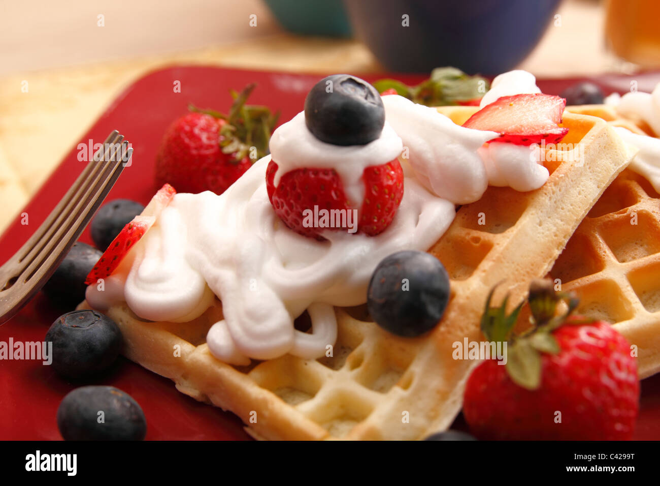 Waffles with fruit hi-res stock photography and images - Alamy