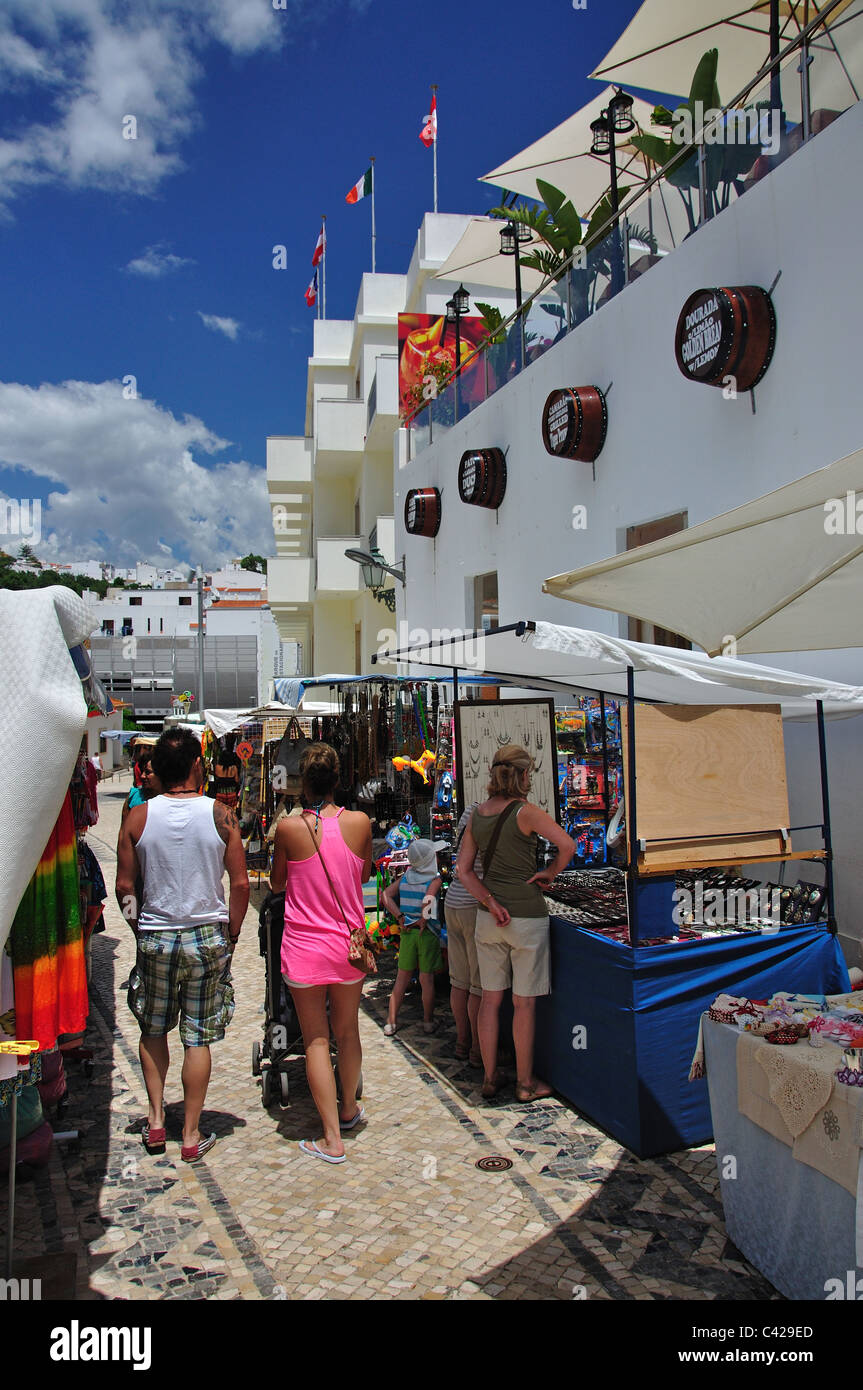 Market stalls in Old Town, Albufeira, Algarve Region, Portugal Stock ...