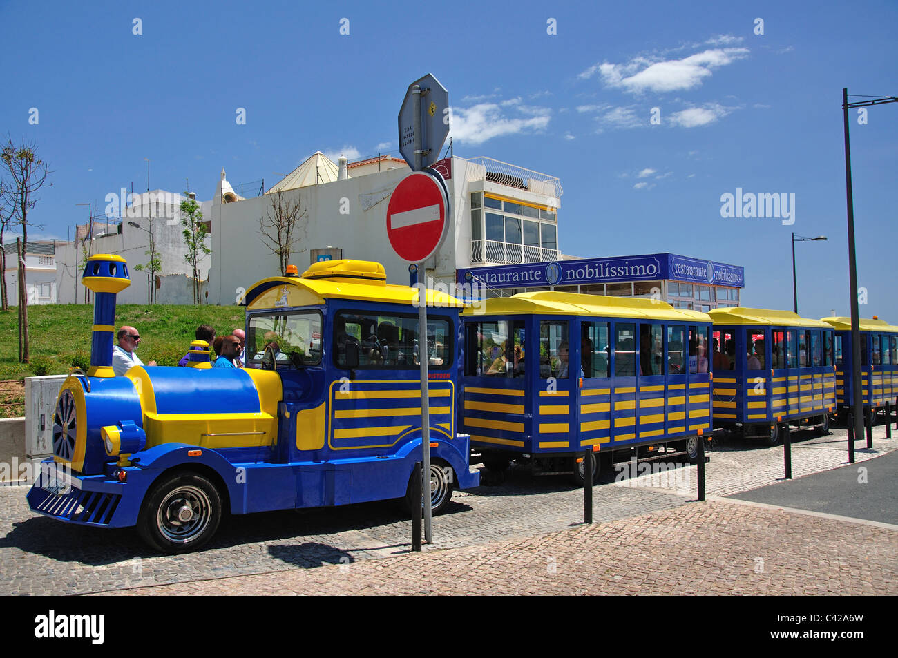 Promenade electric train, Albufeira, Algarve Region, Portugal Stock ...