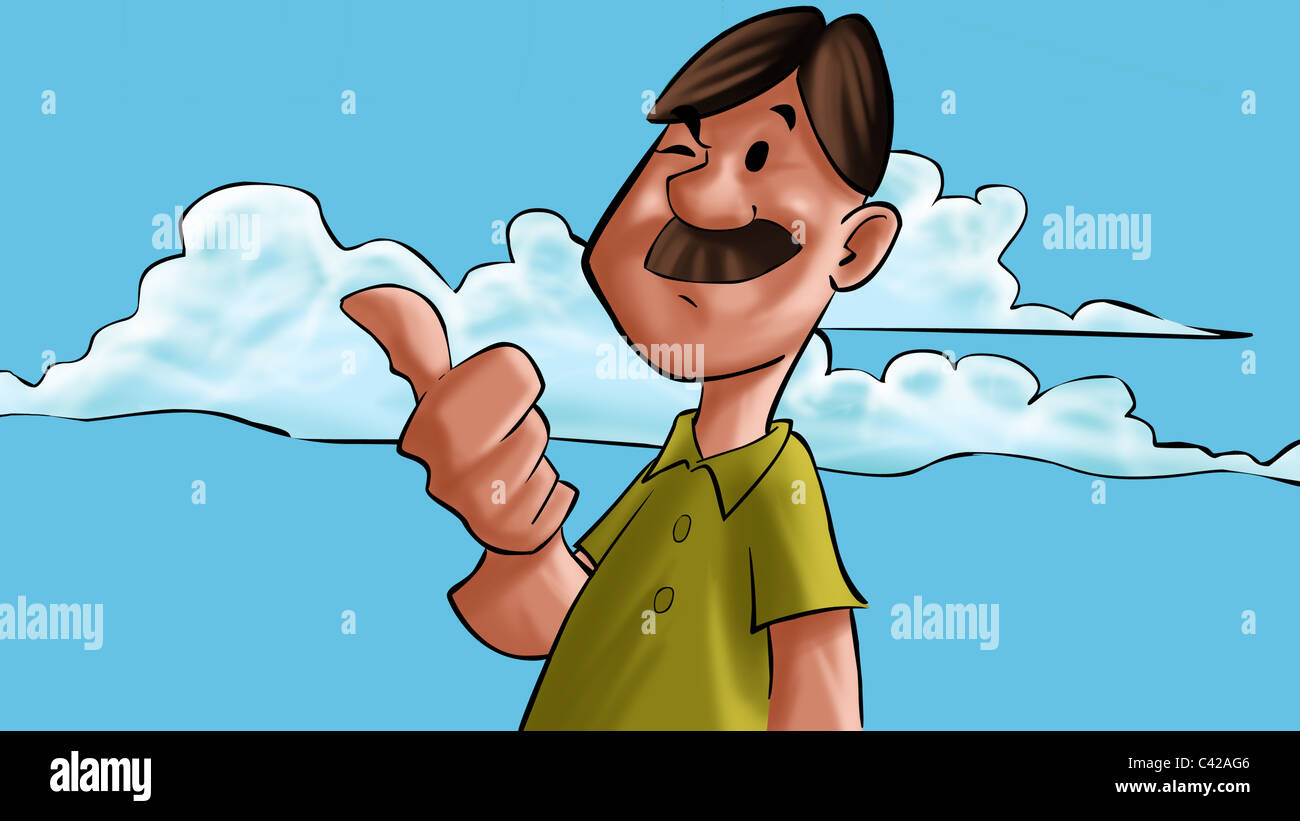 man with a thumbs up blinking and happy Stock Photo - Alamy