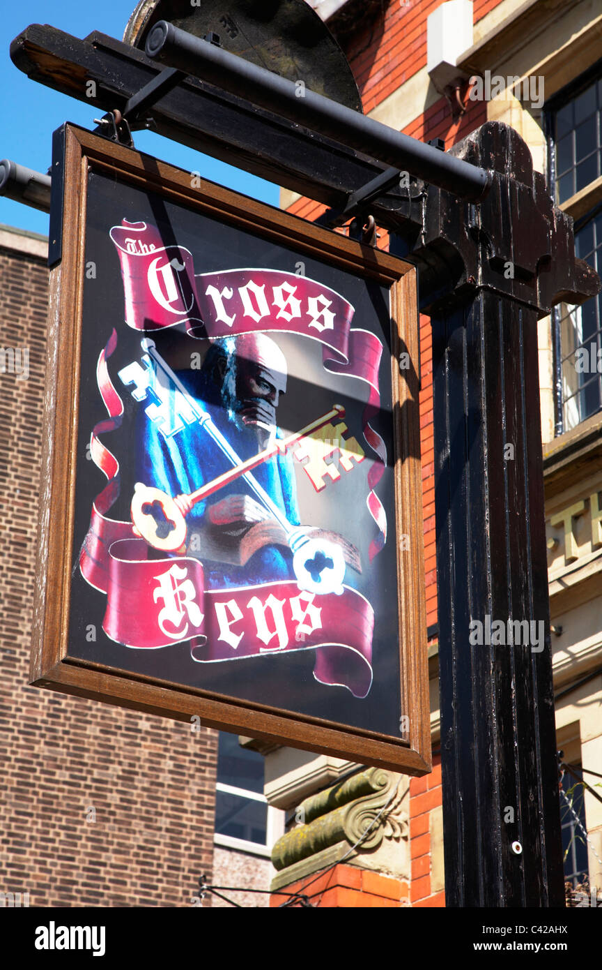 The Cross Keys pub sign in Chester Cheshire UK Stock Photo - Alamy
