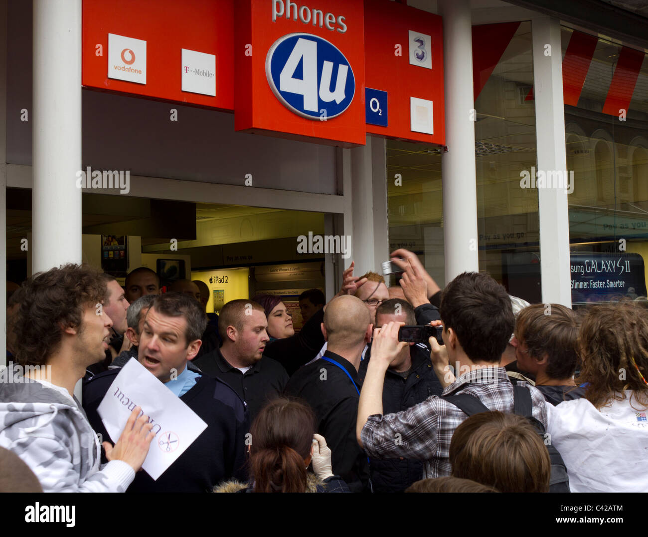 UK Uncut protesters outside Phones4U, Liverpool, protesting against ...