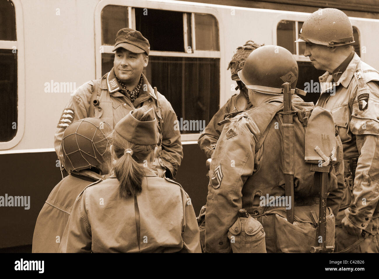 World War II, Second World War, WWII,WW2; Re-enactment at a British ...