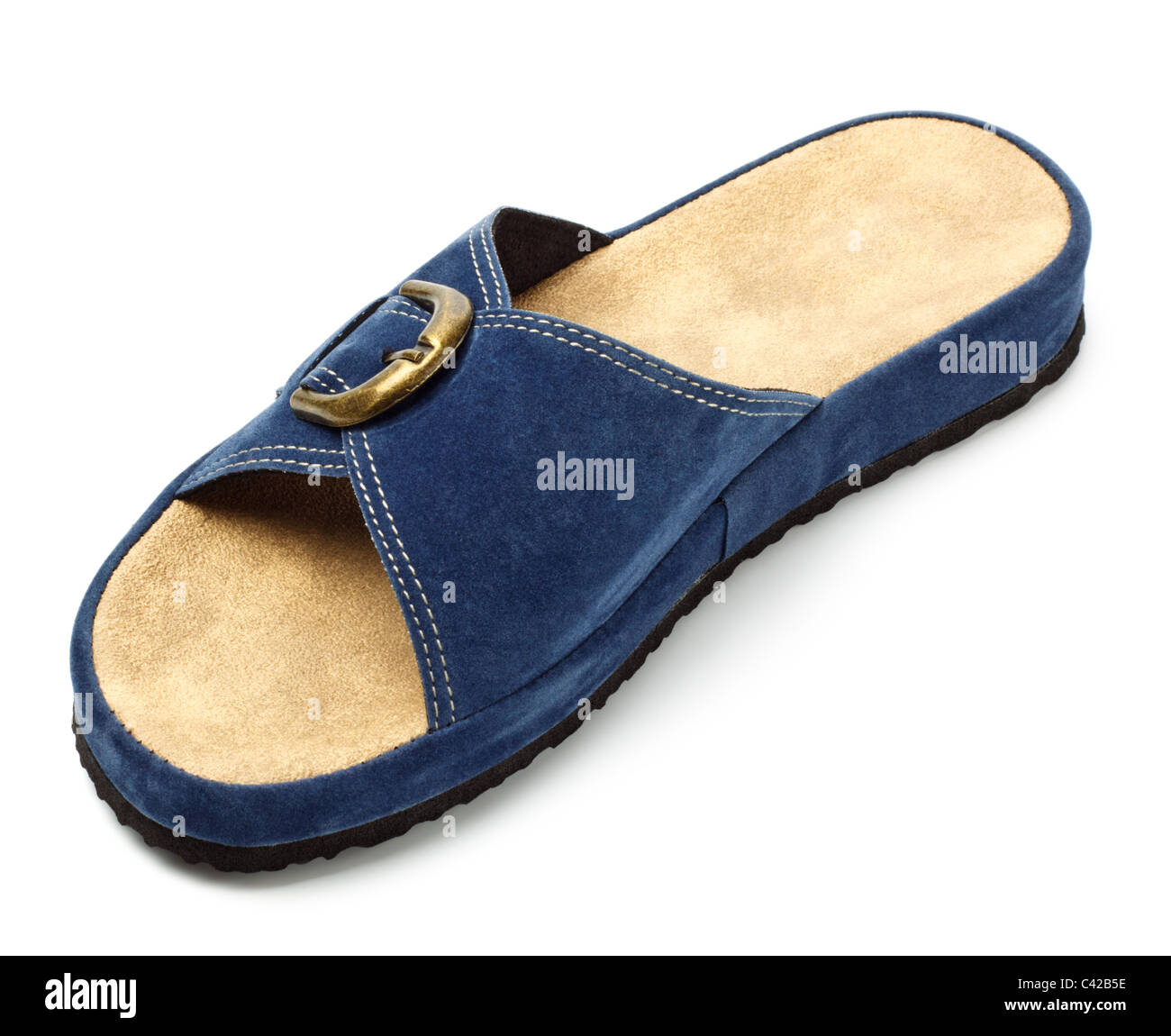 single blue slipper isolated on white background Stock Photo - Alamy