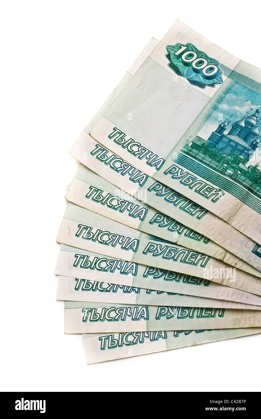 lot of banknotes of Russia isolated on white Stock Photo - Alamy