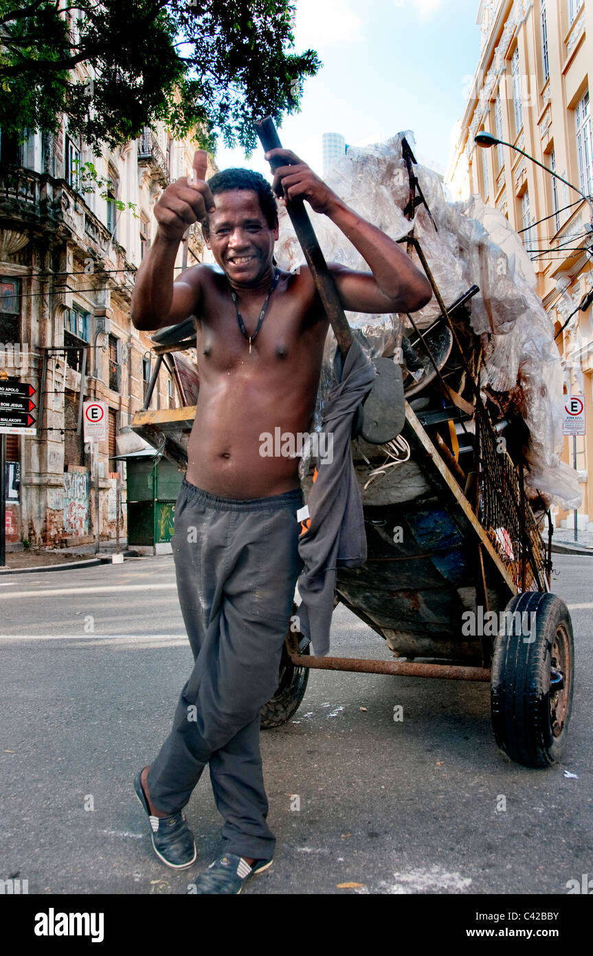 Man with cart collecting junk in street Recife Pernambuco Brazil Stock ...