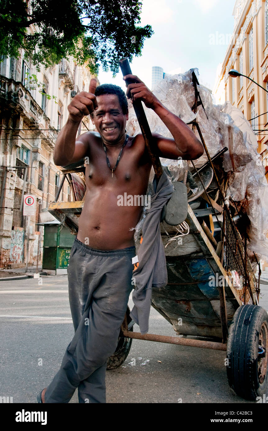 Man with cart collecting junk in street Recife Pernambuco Brazil Stock ...