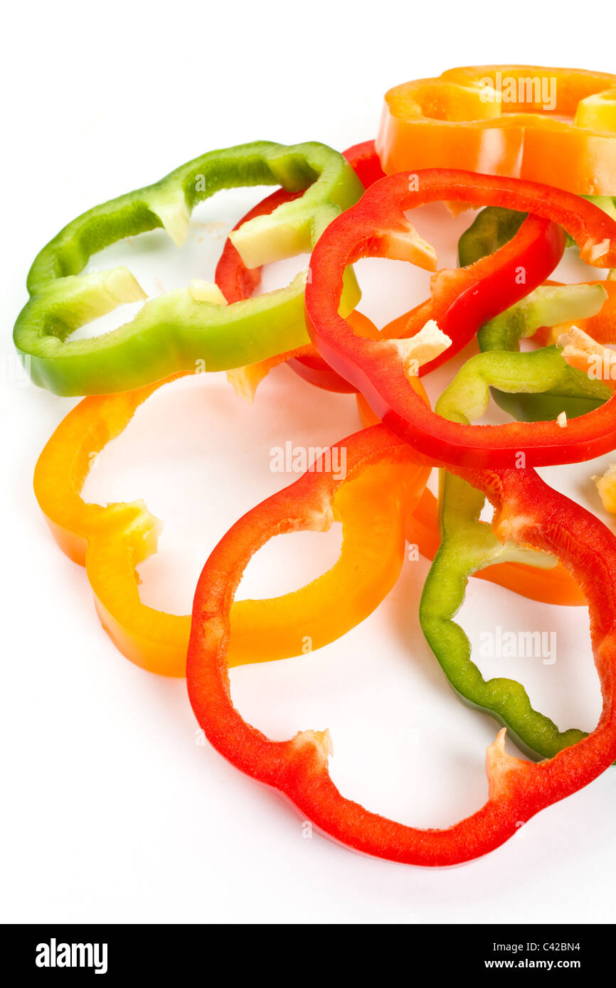 Slice Bell Pepper with white background Stock Photo - Alamy