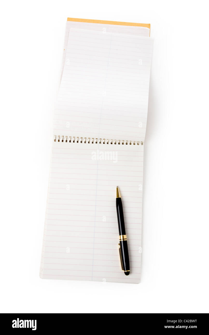 opened notepad with white background Stock Photo - Alamy