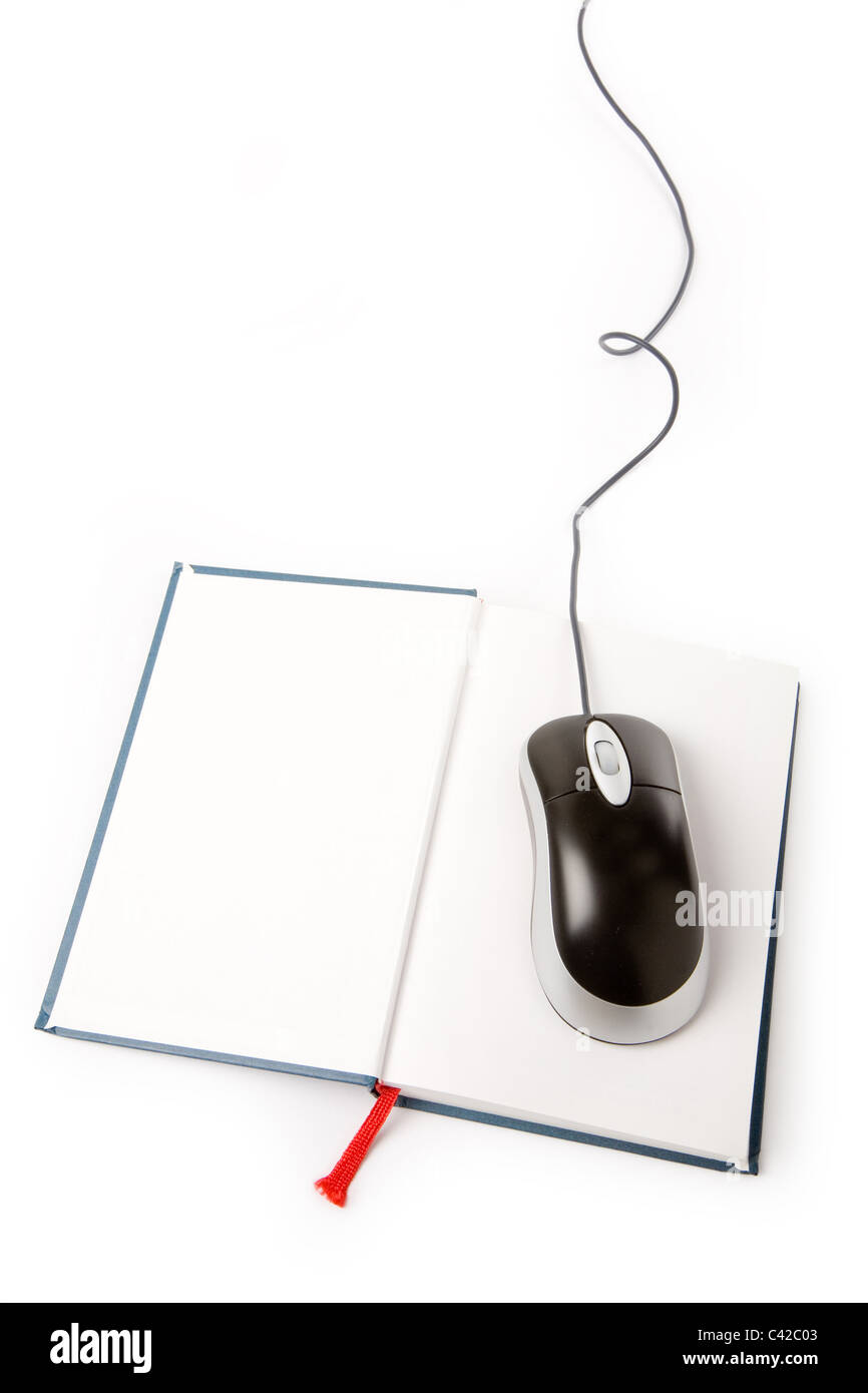 computer mouse and book, concept of online education Stock Photo - Alamy