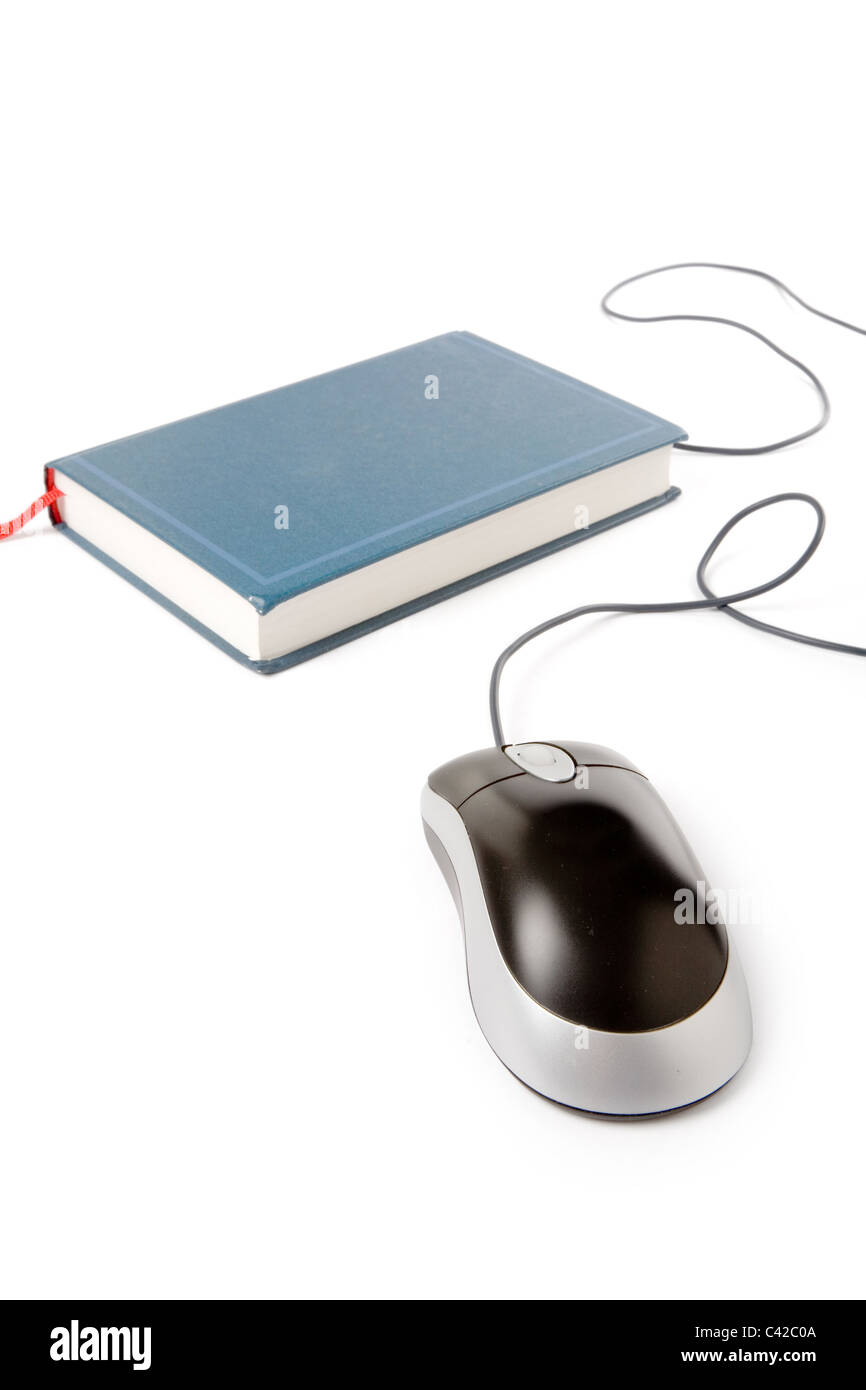 computer mouse and book, concept of online education Stock Photo - Alamy