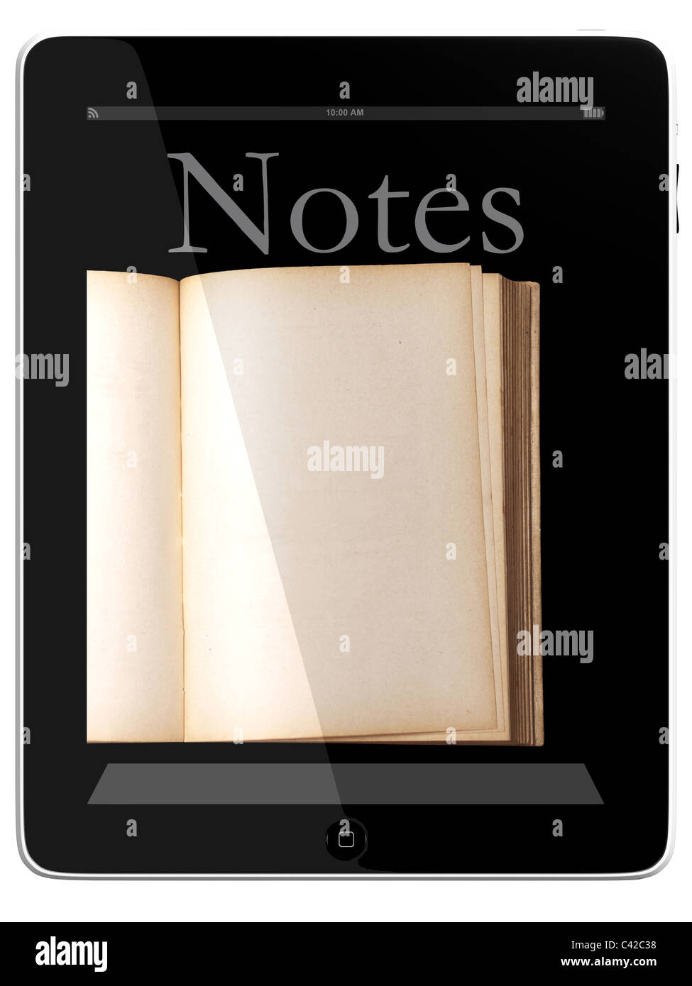 Book and iPad tablet computer 3D model isolated on white, digital ...