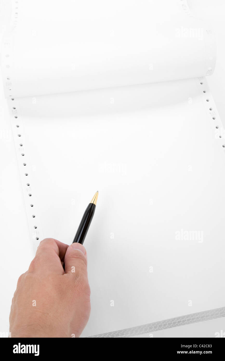 Perforated Computer Paper for background Stock Photo - Alamy