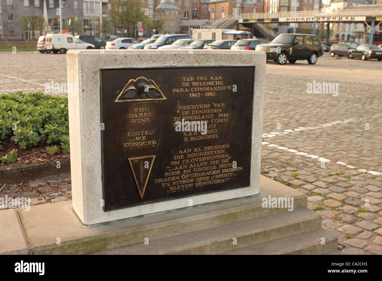 Memorial to the men of the Belgium SAS (Special Air Service) who helped ...
