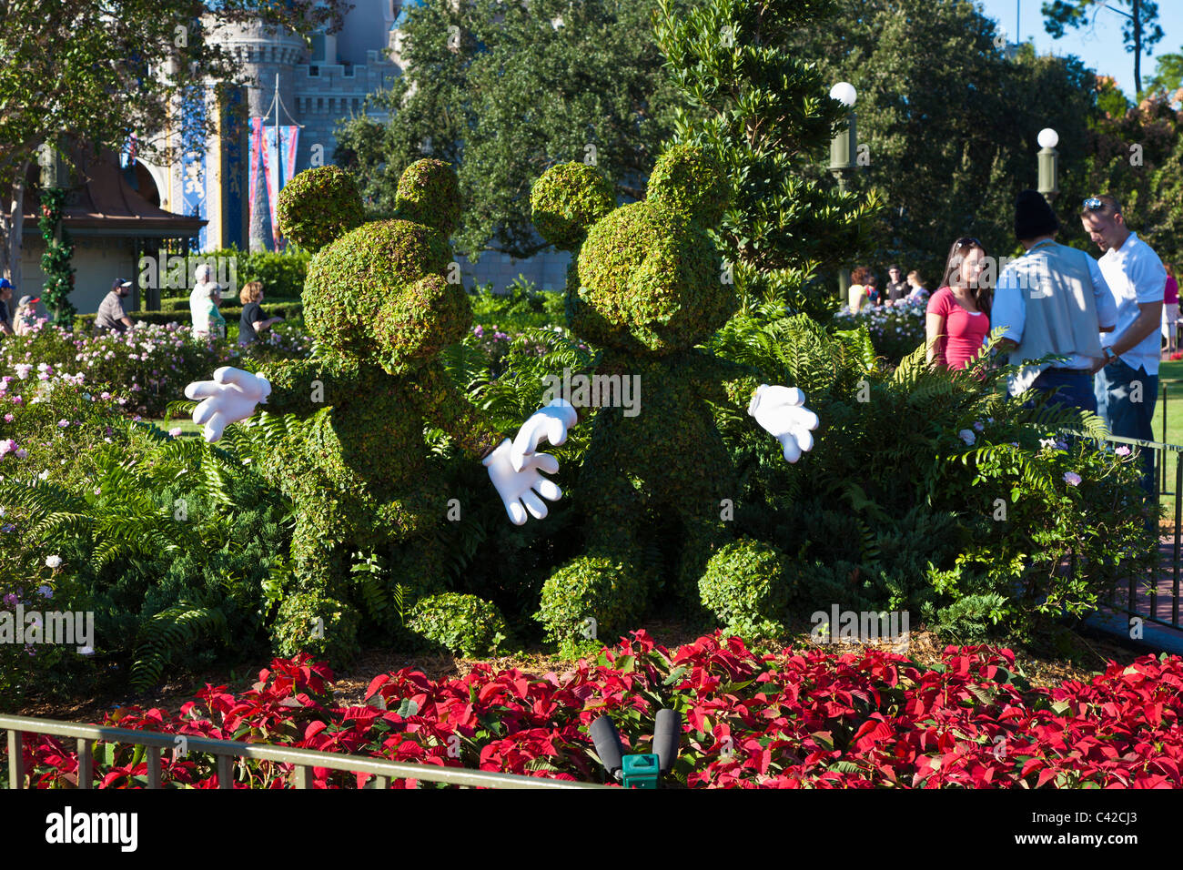 Mickey Mouse and Minnie Mouse topiary in the Magic Kingdom at Disney ...