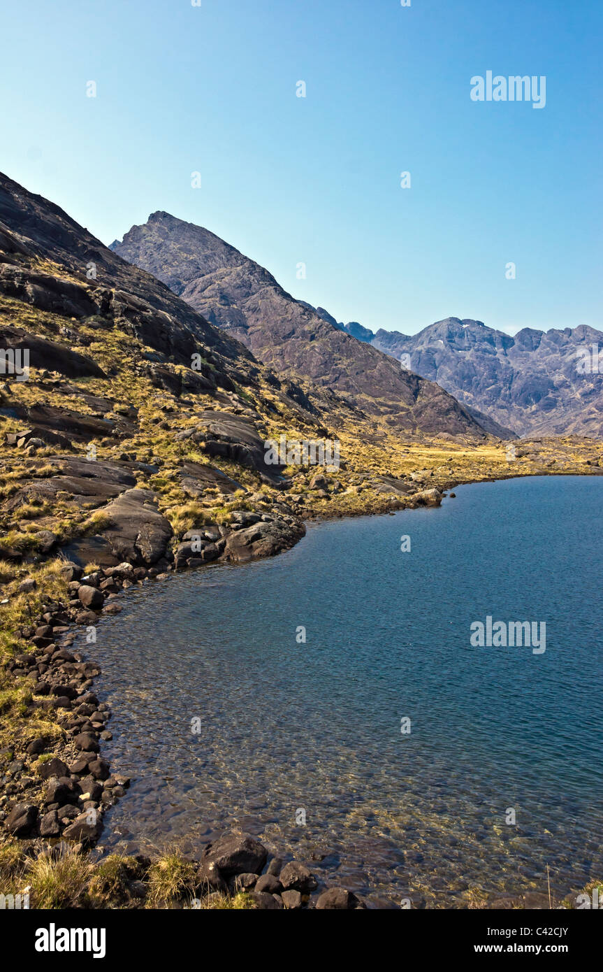 The Cuillin Hills in Skye Scotland viewed from the shore of Loch ...