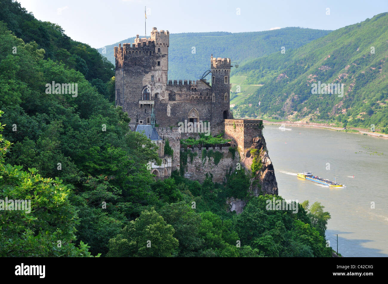 Burg Rheinstein castle on Rhine river, Germany Stock Photo - Alamy